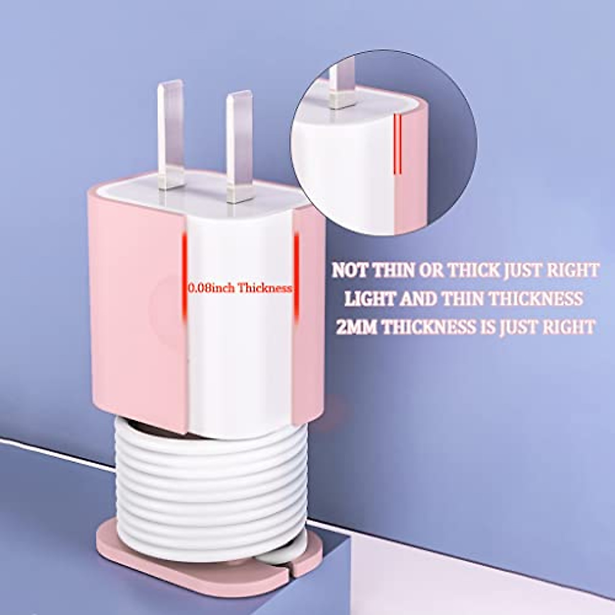 2 In 1 Silicone Charger Protector, Compatible with 20W/18W USB-C Chargers, Data Cable Winder Anti-Break Protection Cable Storage, Suitable for 11/12 Charger Waterproof Silicone Protective Case (White)