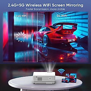 Projector with WiFi, 2023 Upgrade 8500L [100" Projector Screen Included] Projector for Outdoor Movies, Supports 1080P Synchronize Smartphone Screen by WiFi/USB Cable for Home Entertainment