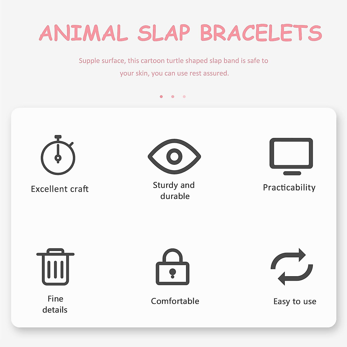 Abaodam Turtle Slap Bracelet Plush Animal Slap Band Toy Hugger Slap Bracelet Cute Wristband for Kids Birthday Party Favors Pink, 10X7.5CM, WJ60386LPW37K722T