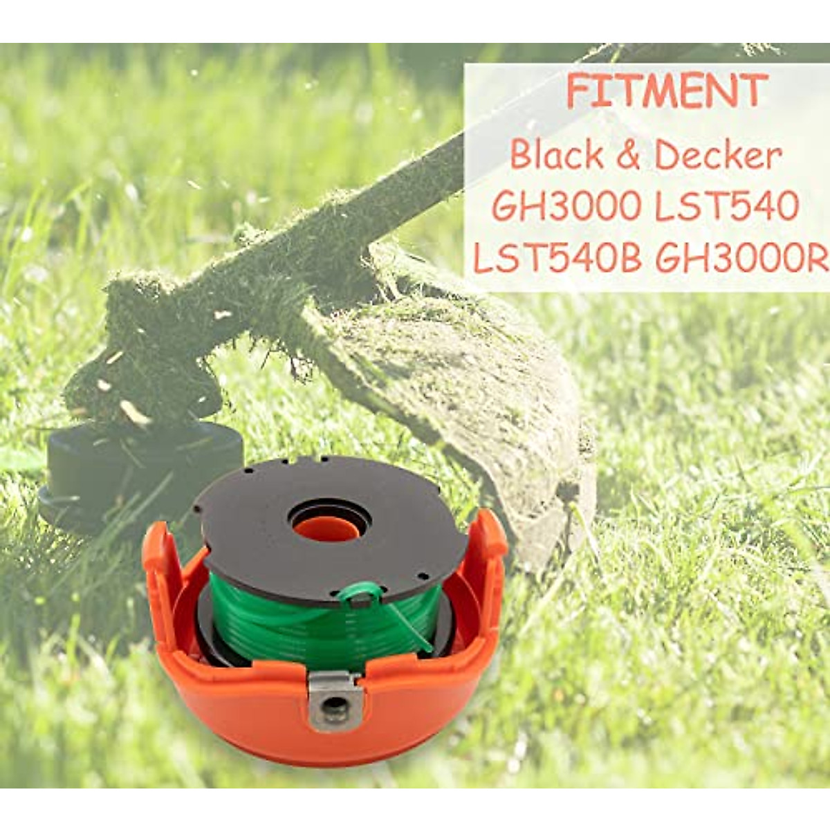 IVONNEY SF-080 Replacement Spool for Black and Decker Trimmer Spool Compatible with GH3000 LST540 LST540B GH3000R, 20-Foot 0.08-Inch Auto Feed Trimmer Line (10 Pack with 2 pcs 90583594 Caps)