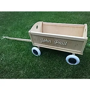 Premium Wooden Wagon STAS - Safe and Beautiful | Ideal for Weddings and Flower Girls | Color: White Fluff| Wheels: Rubber