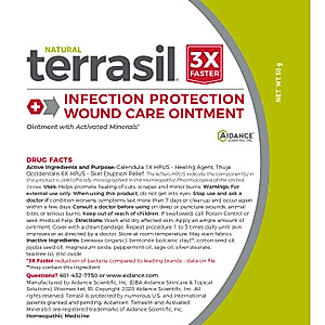 Terrasil Wound Care - 3X Faster Healing, Infection Protection for Bed sores, Pressure sores, Diabetic Wounds, Foot, Leg ulcers, cuts, scrapes, Burns - 50gm Tube