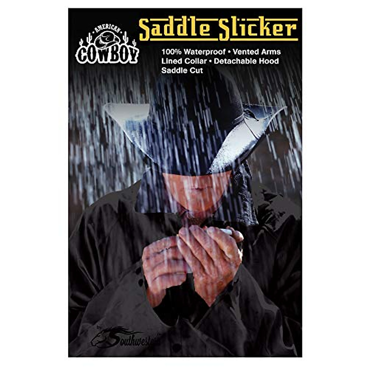 Southwestern Equine American Cowboy Saddle Slicker Rain Coat Duster – 100% Waterproof Full Length Unisex (Black, X-Large)