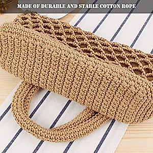 Eaarliyam Cotton Woven Beach Bag Crochet Travel Tote Handbag Casual Summer Shoulder Bag for Women Beige Tote-Handbags