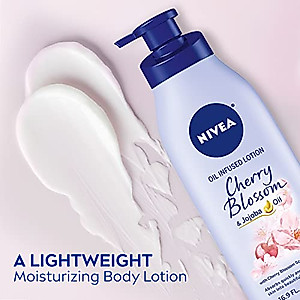 NIVEA Cherry Blossom and Jojoba Oil Infused Lotion, Moisturizing Body Lotion for Dry Skin, 16.9 Fl Oz Pump Bottle