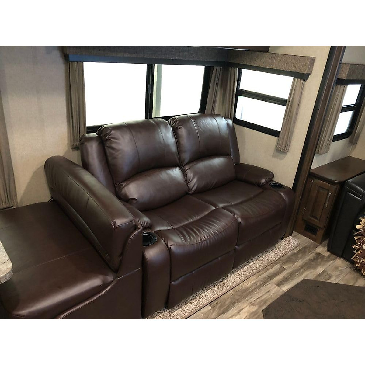 RecPro Charles 58" Powered Double RV Wall Hugger Recliner Sofa RV Loveseat with Upgraded 2023 Fabric (Chestnut)