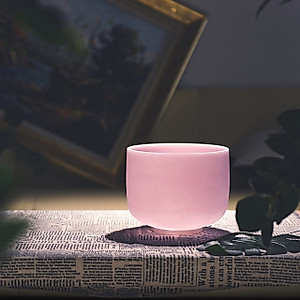 TOPFUND Morganite Fusion C Note Crystal Singing Bowl Root Chakra 10 Inch with Heavy Duty Carrying Case and Suede Mallet