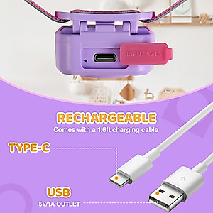 EverBrite LED Headlamp Rechargeable Kids Headlamp with RGB Mode and Adjustable Headband, 3 Modes Multicolor Headlamps for Kids, Bright Kids Head Lamp for Camping, Reading, Exploring, Parties