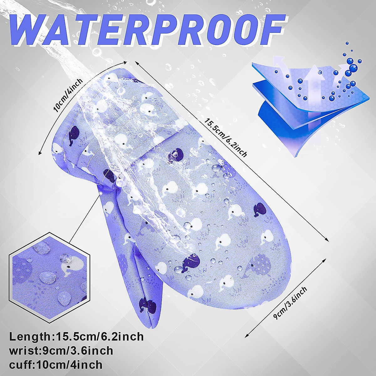 SATINIOR 3 Pairs Toddler Waterproof Gloves Mittens Lined with Fleece for Winter Skiing With 2-4 Years Old