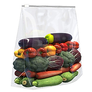 [ 10 COUNT ] super big bag x- large thick plastic bag - EXPANDABLE BOTTOM - SLIDER TOP - 5 GALLON SIZE - 3.5 MILL - for food, freezer, travel, organizaton, storage, moving, etc,