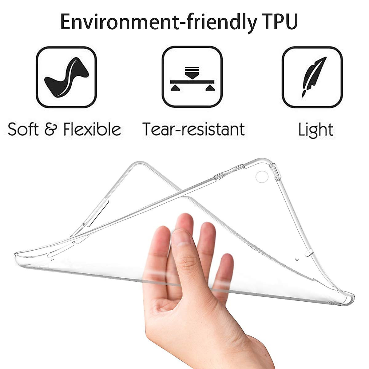 HBorna Clear Case for iPad 10.2" 9th Generation 2021 / iPad 8th Generation 2020/ 7th Generation iPad 10.2" 2019, Slim Soft Lightweight TPU Back Cover for iPad 9/8/7 10.2 inch