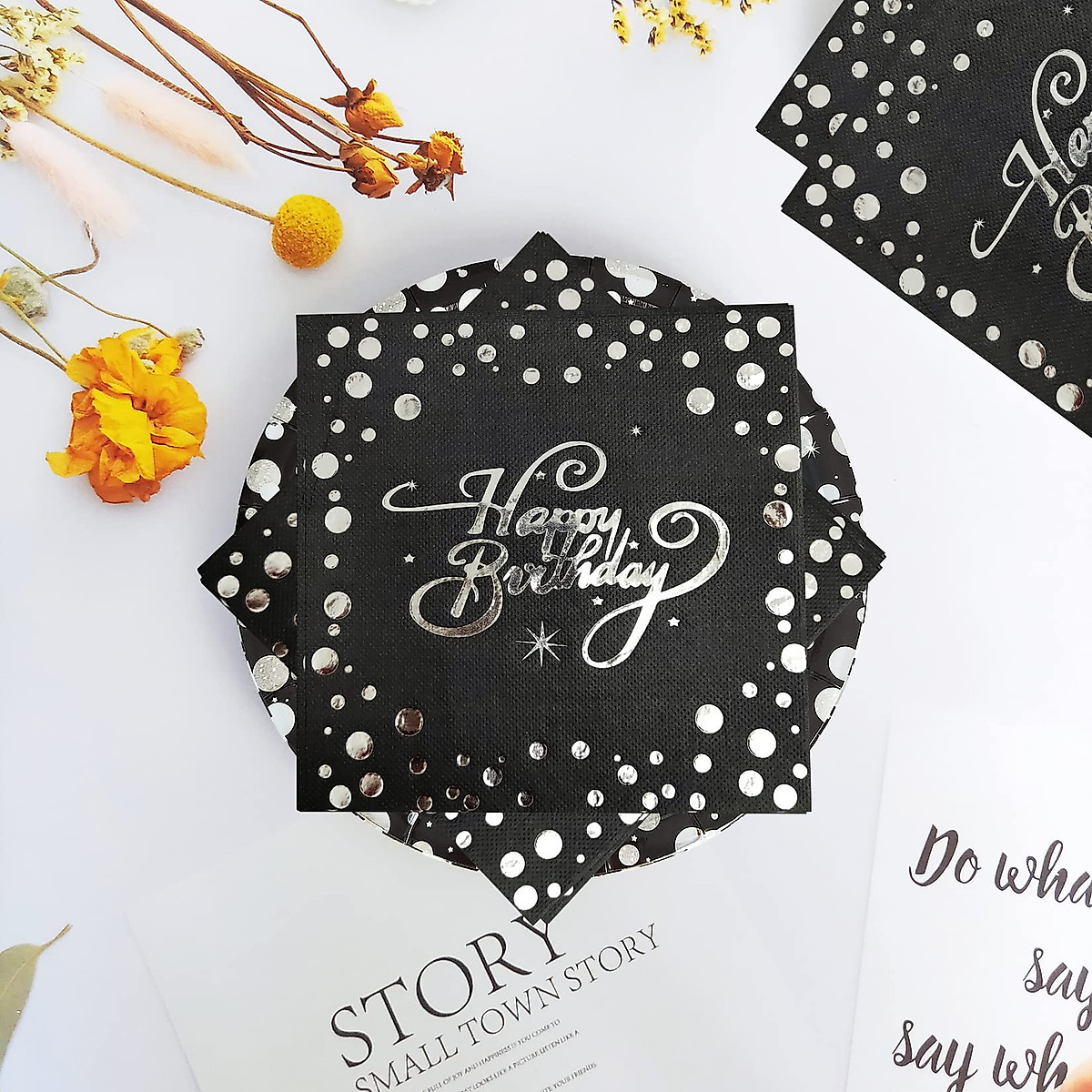 Happy Birthday Plates and Napkins Party Supplies Set for 20 Guests,Birthday Tableware Set for Happy Birthday Table Decorations Supplies Party Dessert Plates Party Napkins