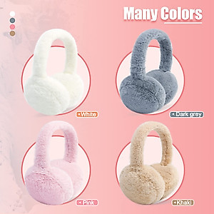 NASULAR Kids Winter Earmuffs Baby Warm Ear Muff Girls Cute Furry Ear Warmers Boys Foldable Ear Covers for Cold Weather (A-white)