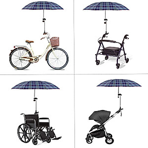 Adjustable Umbrella Mount Holder No Need Any Tooling to Attach Umbrella Clamp, Umbrella Connector Holder to Wheelchairs, Walker, Rollator, Bike, Pram, Stroller