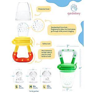 Baby Fruit Food Pacifier Feeder -2 Pack Silicone Baby Feeder Pacifiers | Baby Teether | Baby Mesh Feeder | Silicone Teether Feeder | Feeding Pacifier for Babies | Baby Fruit Teethers (Green&Yellow)