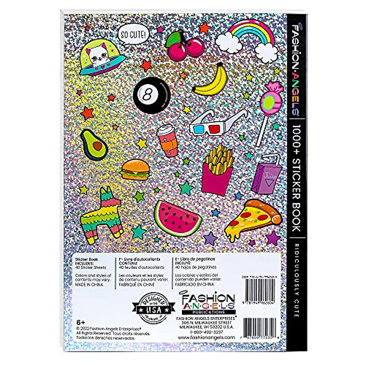 Fashion Angels 1000+ Ridiculously Cute Stickers for Kids - Fun Craft Stickers for Scrapbooks, Planners, Gifts and Rewards, 40-Page Sticker Book for Kids Ages 6+ and Up