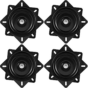 HAKZEON 4 PCS 7 Inches Bar Stool Swivel Plate, Square Heavy Duty Swivel Stool Replacement 360° Rotation Seat Swivel Base Mount Plate for Bar Stool, Home, Office, Black