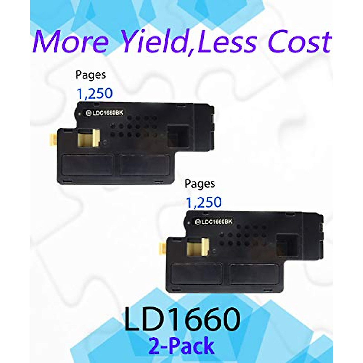 (2-Pack Set, Black) Compatible Toner Cartridge Replacement for Dell C1660 C1660W C1660cnw 1660 Printer, Sold by EasyPrint