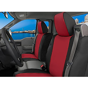 CarsCover Custom Fit 2004-2008 Ford F150 Pickup Truck Neoprene Car Front Seat Covers Red Rose & Black Sides Driver & Passenger Cover