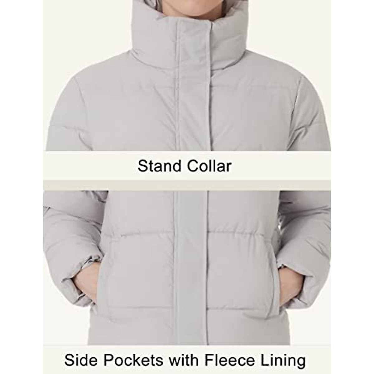 ROYAL MATRIX Women's Cropped Puffer Jacket Winter Lightweight puffer jacket Short Warm puffy Jacket (Grey, Medium)