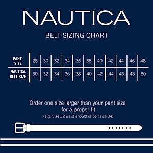 Nautica mens Logo Inlay Ornament Double Stitch Leather Belt, Black, 38 US