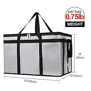 Bodaon 2-Pack Insulated Food Delivery Bag, XXX-Large Insulated Pizza Delivery Bags, Insulated Bags for Delivery, Doordash Catering Bag, Food Warmer Hot Bag, Uber Eats Driver Essentials, Gray