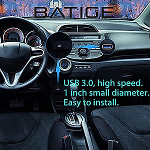 BATIGE Small USB 3.0 Male to Female AUX Flush Panel Mount Extension Cable for Car Truck Boat Motorcycle Dashboard 3ft