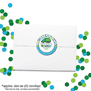 Garbage Truck Vehicle-Themed Valentine Party Favor Sticker Labels, 40 2" Party Circle Stickers by AmandaCreation, Great for Classroom Valentines, Envelope Seals, Gifts & Treats