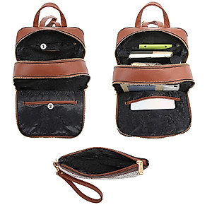 MKP Women Fashion Medium Anti-theft Backpack Purse (Beige and White)