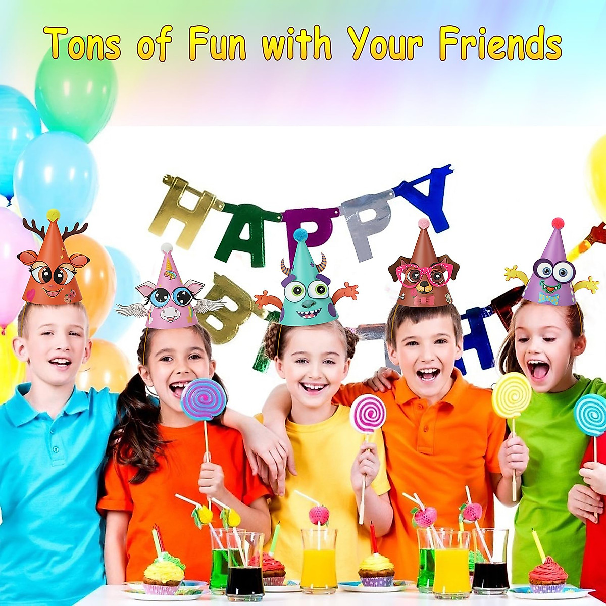 Leyzan Party Hats Birthday Crafts for Kids Activities Kit Make Your Own Animal Monster Paper Fun Hat Party Favor Gifts for Christmas Fiesta New Year