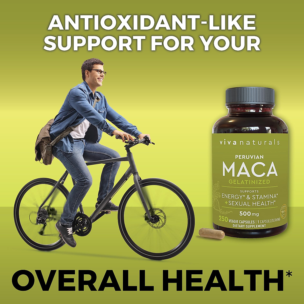 Peruvian Maca Root Supplement for Women & Men, 500mg - Traditionally Used to Support Sexual Well-Being, Stamina & Endurance - 250 Yellow Maca Root Powder Capsules