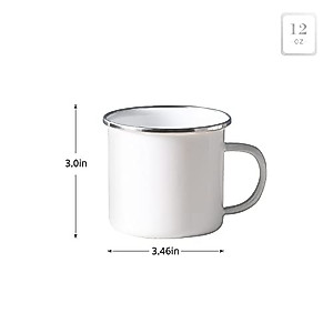 Cutiset 12 Ounce Handmade Enamel Mug,Plain White Mugs,Enamel Camping Mug Set,DIY Cups for Tea, Coffee and Hot Chocolate, Set of 6