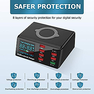 FUHAOXUAN 8-Port USB Fast Charger 100W USB hub Fast Charging Station Compatible with All Phone iPhone 11/11 Pro / 11 Pro Max iPhone X/XR/XS/XS Max iPhone 8/8 Plus