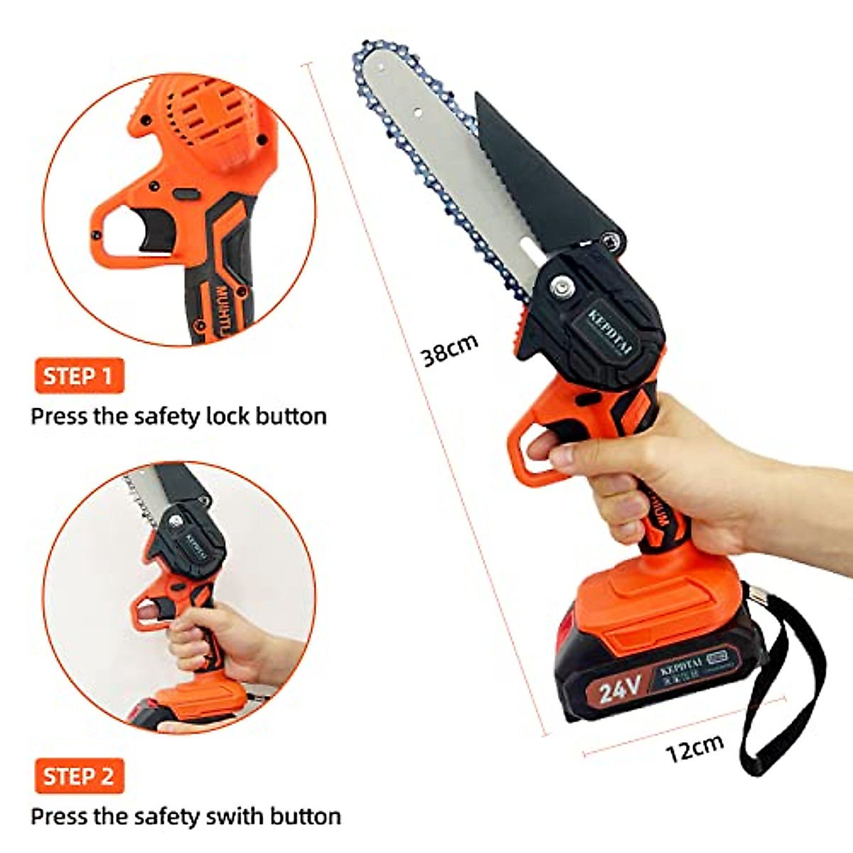 Mini Chainsaw 6 Inch & 4 Inch, KEPDTAI Cordless Chainsaw Set, 550W Electric Chainsaw 24V Rechargeable Battery Portable Small Chainsaw with Safety Lock for Tree Pruning Wood Cutting Branches Shears