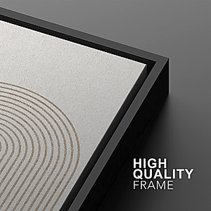 MUDECOR Framed Canvas Print Wall Art Set Pastel Tan Geometric Wave Polygons Abstract Shapes Illustrations Modern Art Decorative Contemporary for Living Room, Bedroom, Office - 16"x24"x2 Black