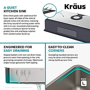 Kraus KCL-1700 Dex 16 Gauge Stainless Steel Single Bowl Sink with Spot Free 18-Inch Commercial Kitchen Faucet with Dual Function Pull-Down Sprayhead in All-Brite