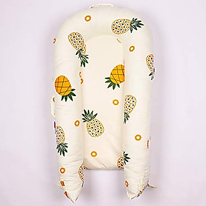 Newborn Lounger Cover for DockATot Deluxe | 100% Cotton Baby Lounger Extra Cover | Hypoallergenic Replacement Cover for DockATot Docks | (Cover only) |for DockATot Deluxe Baby Nest (Pineapples)