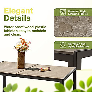 Homall 7 Pieces Patio Dining Set Outdoor Furniture with 6 Stackable Textilene Chairs and Large Table for Yard, Garden, Porch and Poolside (Grey)