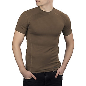 281Z Mens Military Moisture Wicking Base Layer T-Shirt - Tactical Training Army Professional - Polartec Delta - Odor Resist - Cool Touch (Coyote Brown, Large)