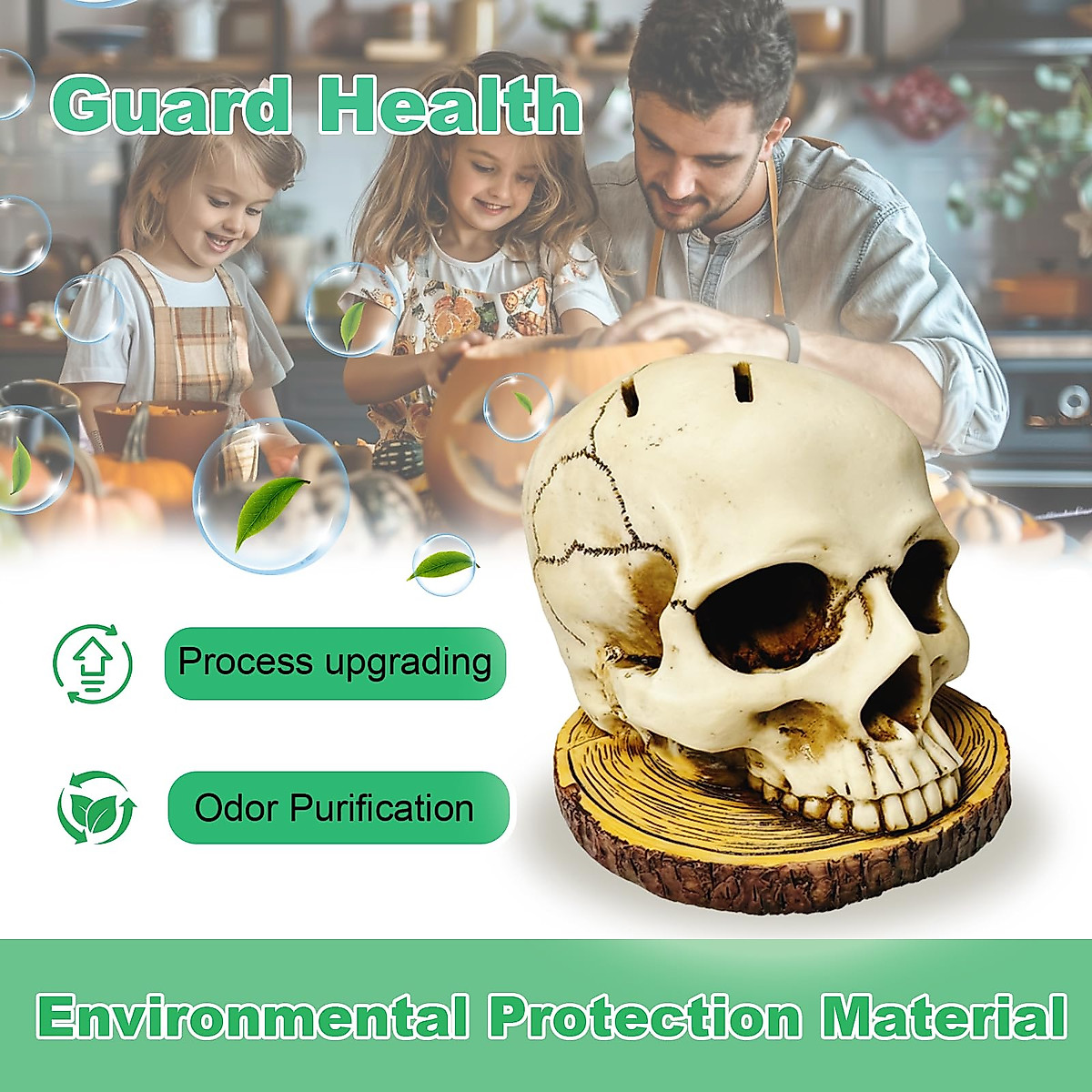 WALSIO Life Size Skull Knife Holder Resin Skull Shaped Knife Block for Kitchen Indoor Desk Decorations