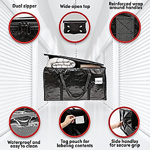 BAG-THAT! 10 Black Moving Bags Extra Large Heavy Duty Storage Bags Zippered Top Handles Wrap Bag Totes For Storage Packing Bags Moving Supplies Packing Supplies for Moving Moving Boxes Plastic Tote