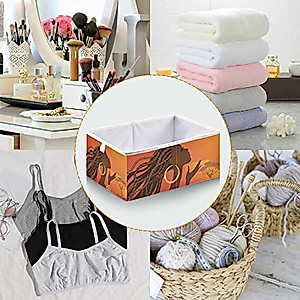 Beautiful African Woman Storage Basket Storage Bin Rectangular Collapsible Storage Cubes Cloth Baskets Containers Organizer for Living Room Car