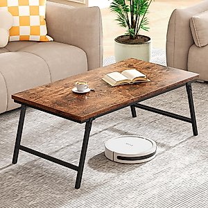 ALLSTAND Folding Coffee Table, Leg Latches Portable Sturdy Floor Table Desk for Sitting on The Floor, No Assembly Low Coffee Table for Living Room, Home, Office, Rustic Brown, 41.34L×21.65W×15.75H
