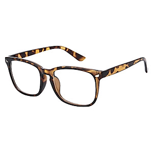 Onrtry Non Prescription Glasses for Men Women Square Clear Lens Eyeglasses (Tortoise)