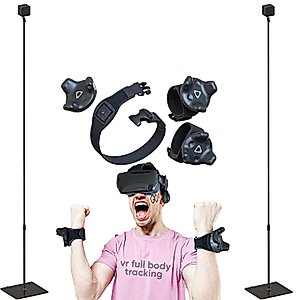 Skywin VR Tracker Belt and Tracker Strap Bundle (1 Belt and 2 Hand Straps) + VR Glass Stand (2Pack) - HTC Vive Compatible, Adjustable Belt and Hand Straps