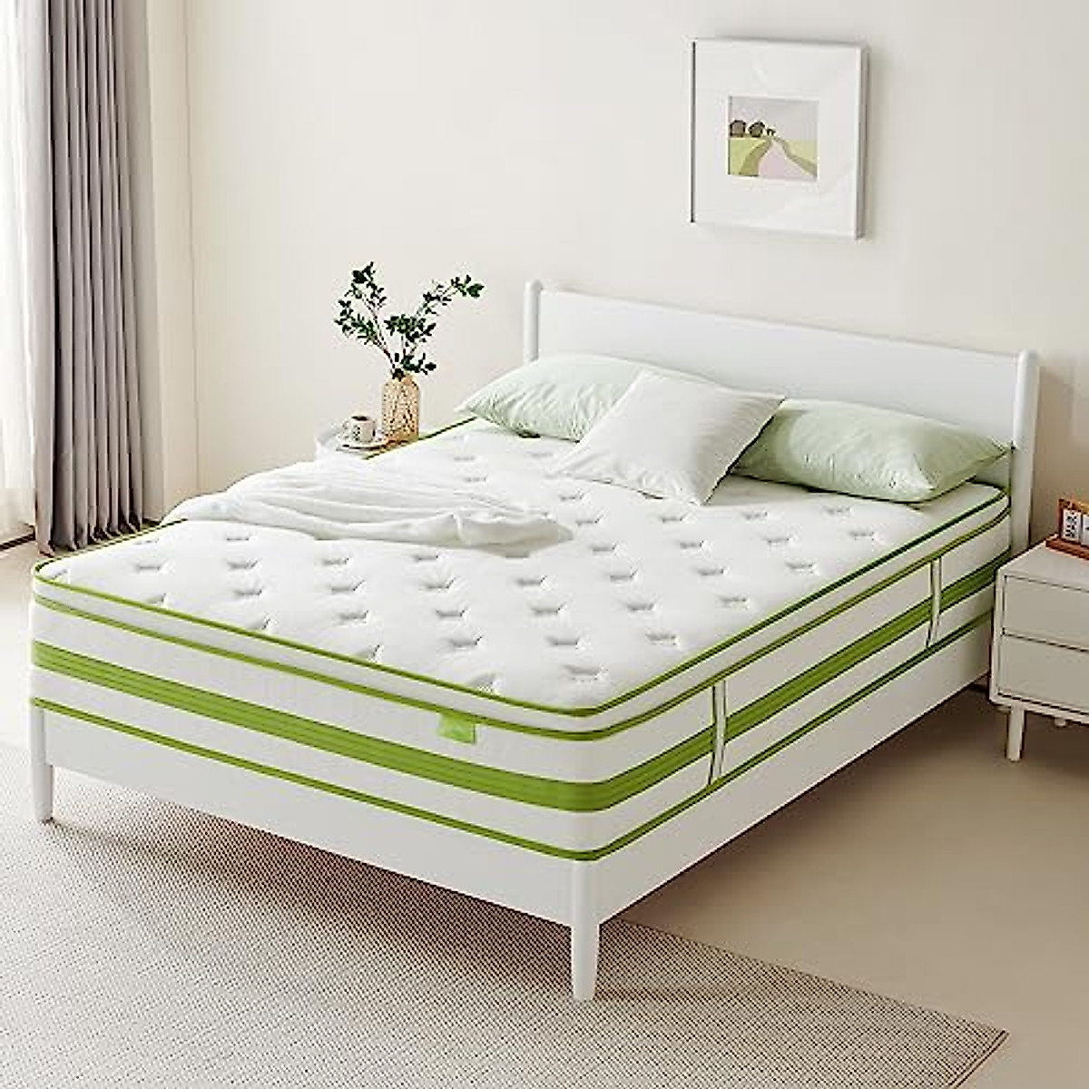 Dourxi 12 Inch Queen Mattress, Hybrid Mattress in a Box, Gel Memory Foam and Pocket Springs for Cooling Sleep & Pressure Relief, Organic Cotton Fabric Cover, Plush Feel, 80"*60"*12", Queen Size