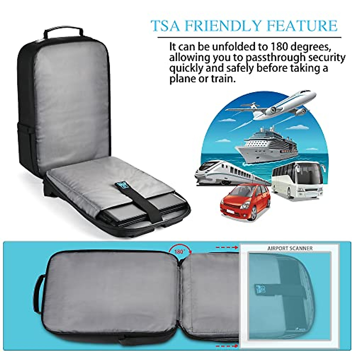 Laptop Backpack for Men, 17.3 Inch Business Work Laptop Backpacks Lightweight Slim Durable Water Resistant Women Backpack College School Bookbag Computer Backpack Black