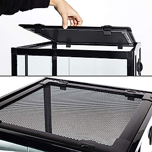 REPTI ZOO 3 in 1 Reptile Tall Terrarium, 16"x16"x30" Rainforest Habitat Double Hinge Door with Screen Ventilation Reptile Terrarium