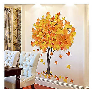 Tree Wall Stickers,Leaf Wall Stickers Fall Maple Leaf Stickers Felt Fall Tree Decals Autumn Maple Leaf Decors Window Sticker Wall Decals for Kids Bedroom Living Room Nursery Rooms