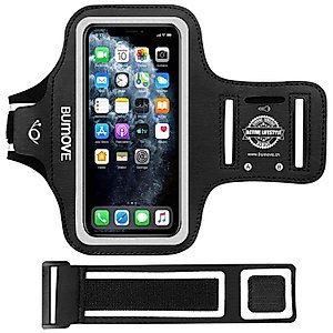 BUMOVE Running Armband for Samsung Galaxy M54 /A34 for iPhone 15/14/13/12/11Pro Max,XS Max,Sports Workouts Phone Arm Band with Card Holder (Black)